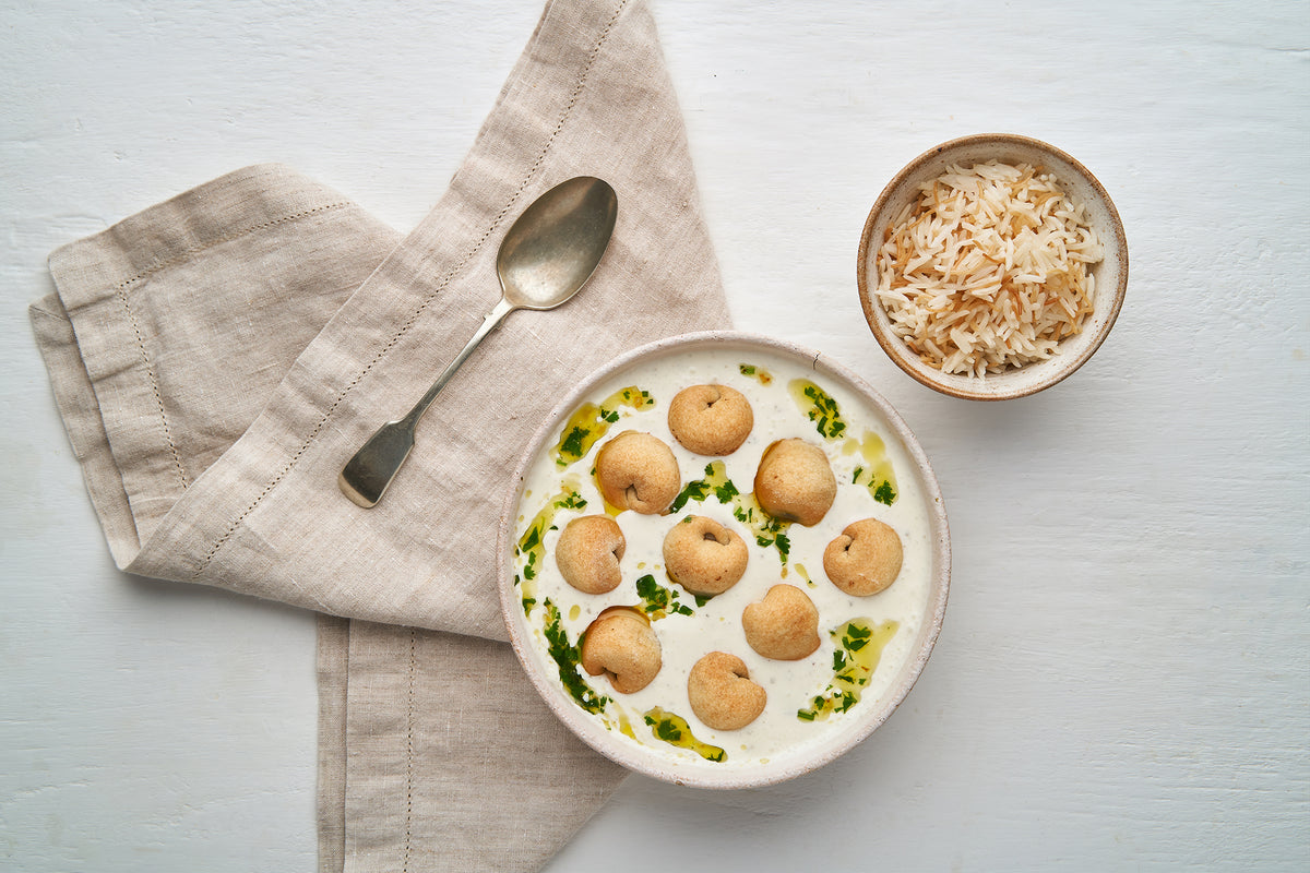 Chich Barak | Crispy Beef Dumplings in Minty Yogurt – Kammoon